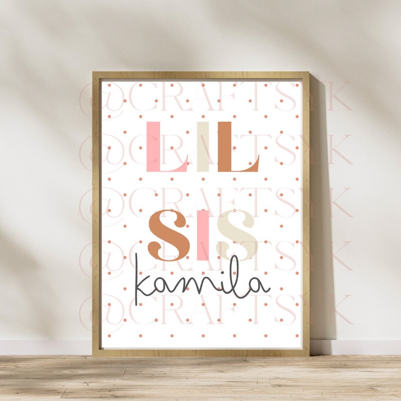 Big Sis Lil Sis Wall Art Print Set, Sisters Room Decor (digital ...