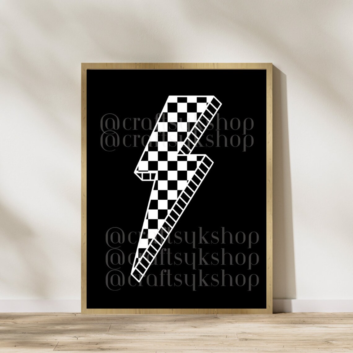 Set of 3 DIGITAL Little Man Cave, Checkered Bolt, Checkered Smiley Face ...