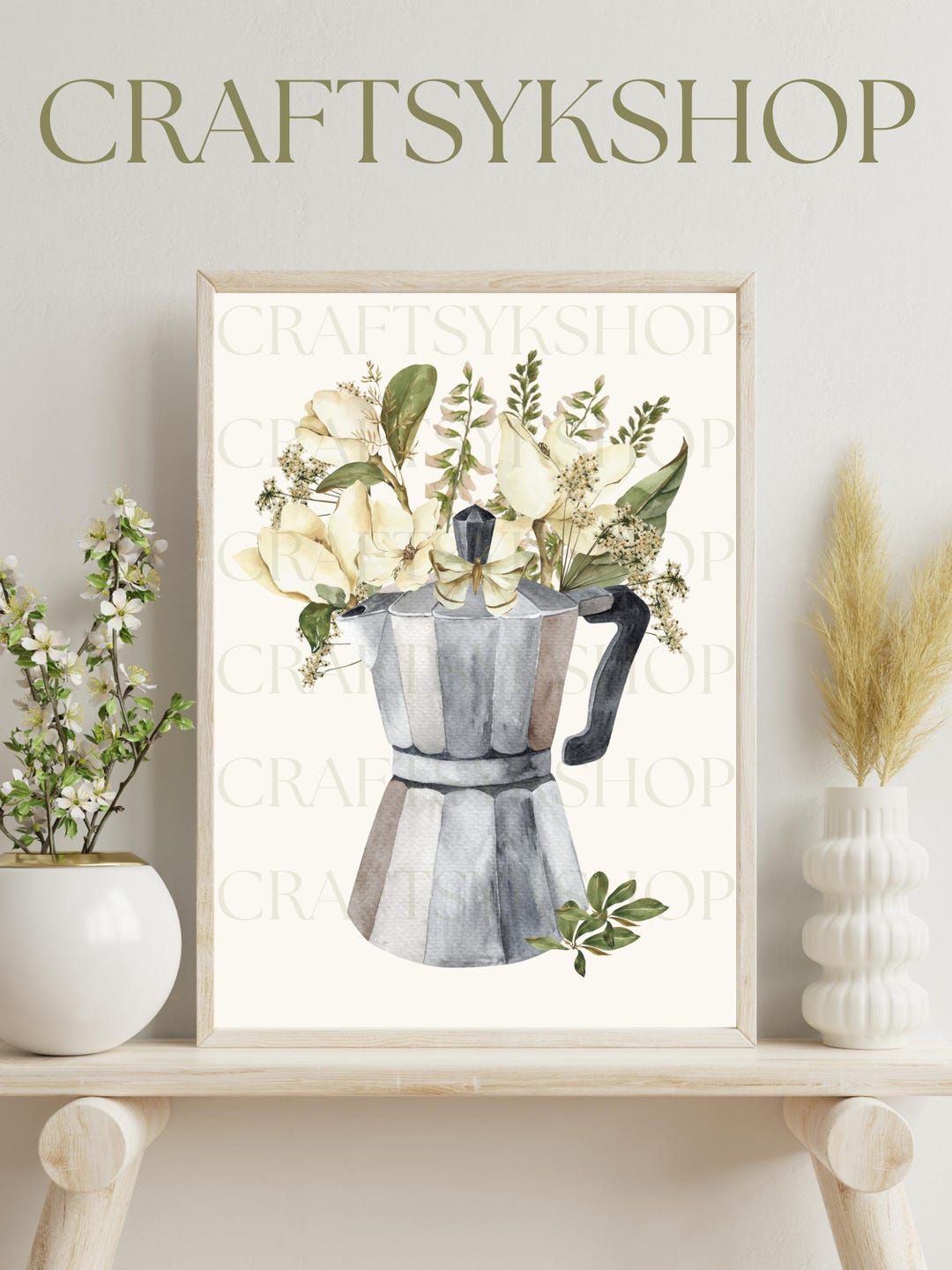 DIGITAL Green Floral Greca Wall Art| Dominican Greca Poster| Espresso ...