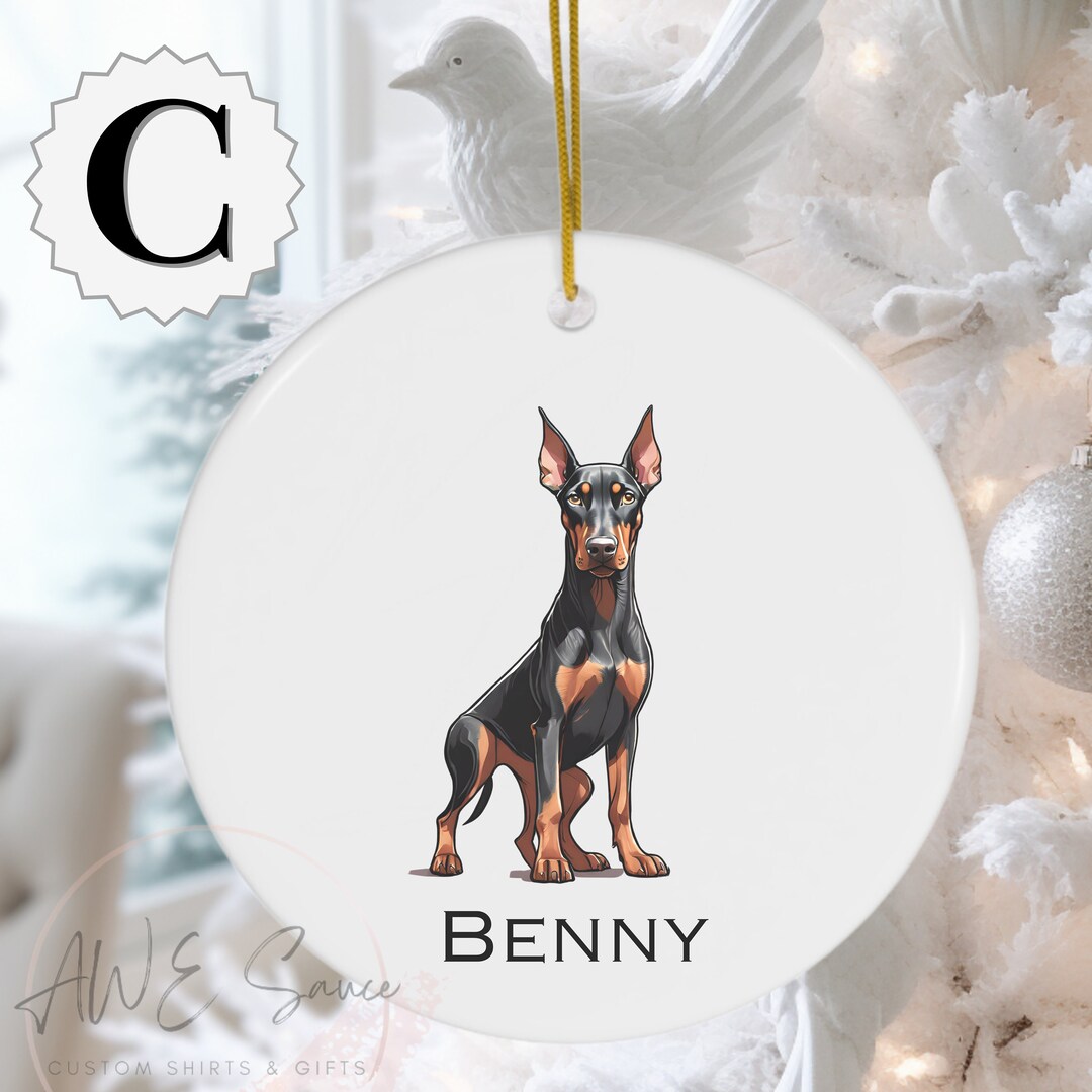Personalized Doberman Pinscher Dog Christmas Picture Ornament, Memorial ...