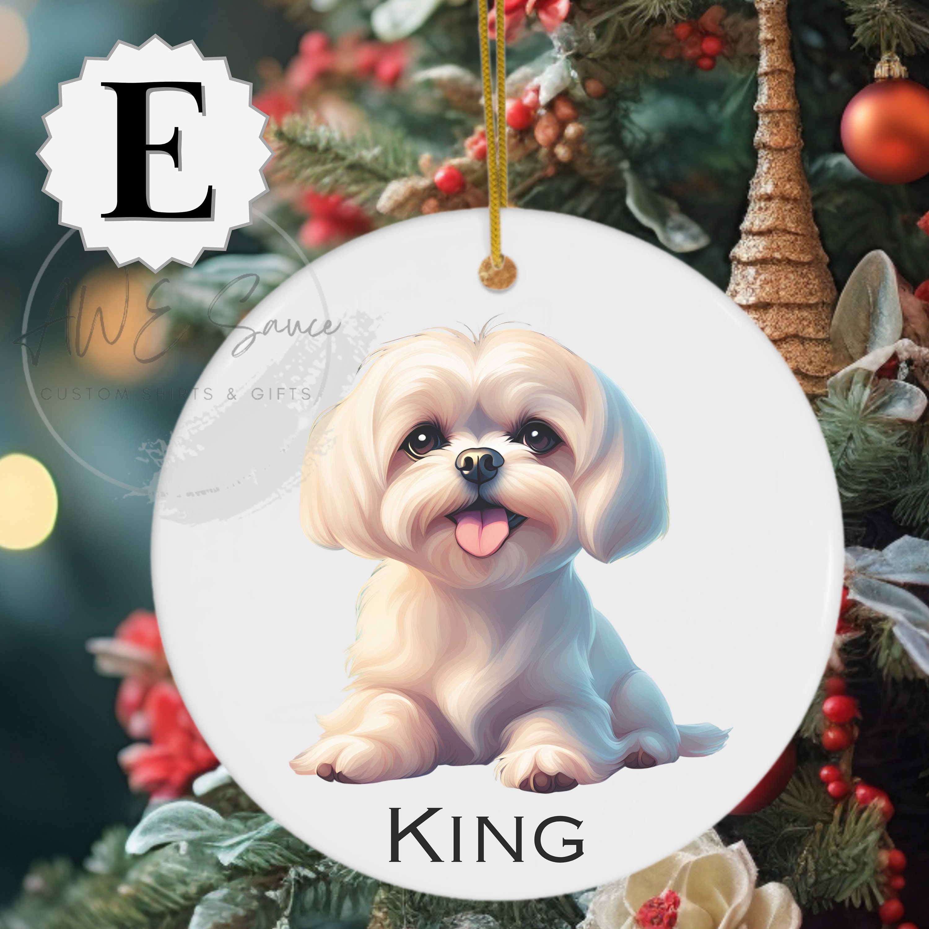 Personalized Maltese Dog Christmas Picture Ornament, New Dog Gift ...