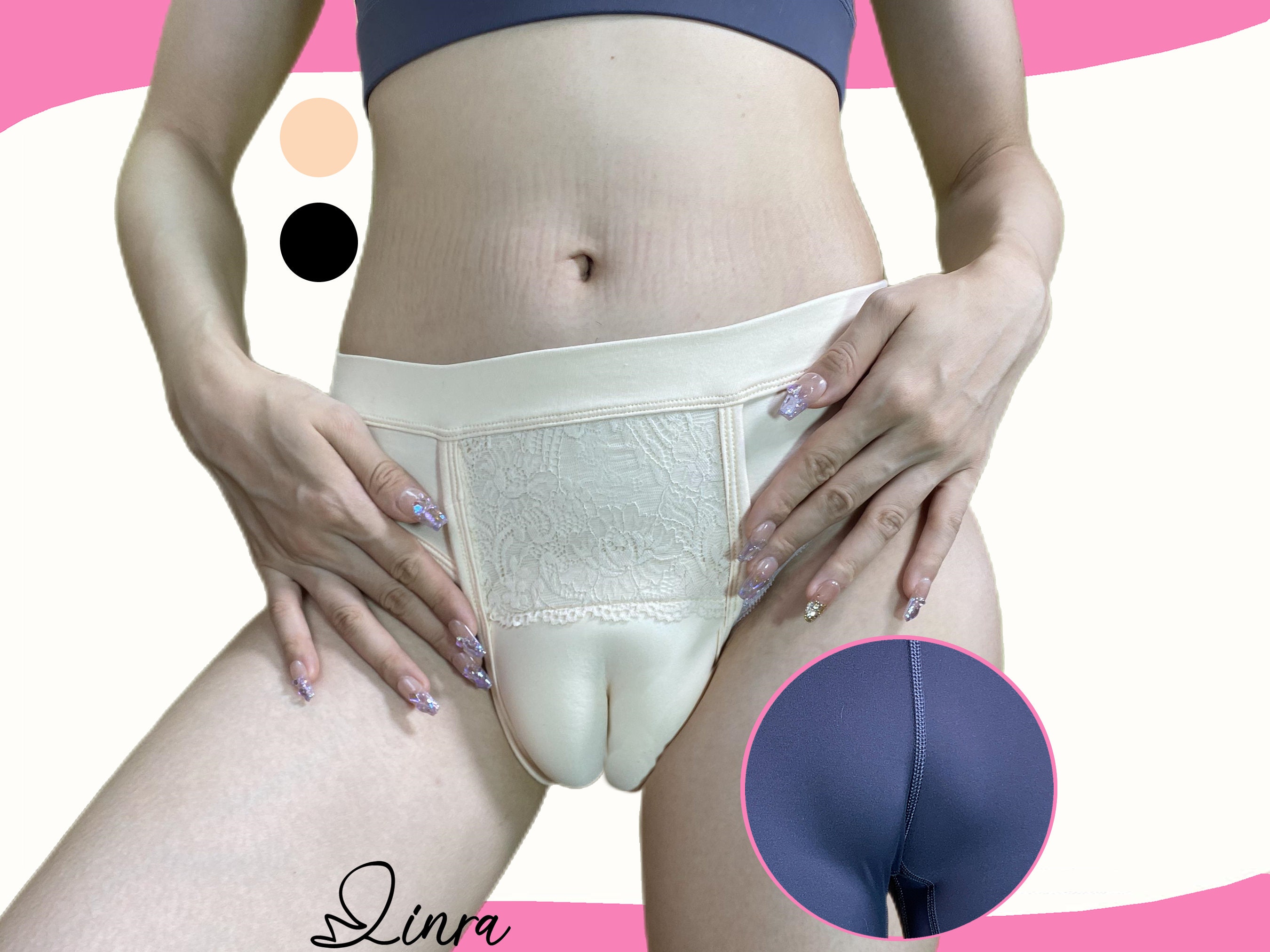 LINRA Gaff Underwear Sponge Camel Toe Brief Hiding Gaff Panties for Men Transgender Women, Drag ...