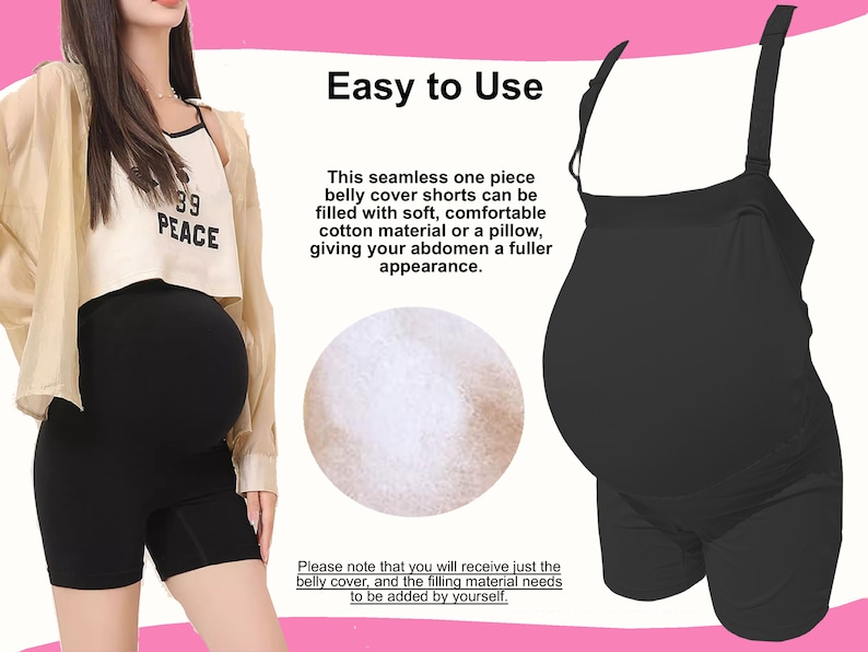 LINRA Seamless Belly Band Shorts Pregnancy Women Belly Cover Fake Belly ...
