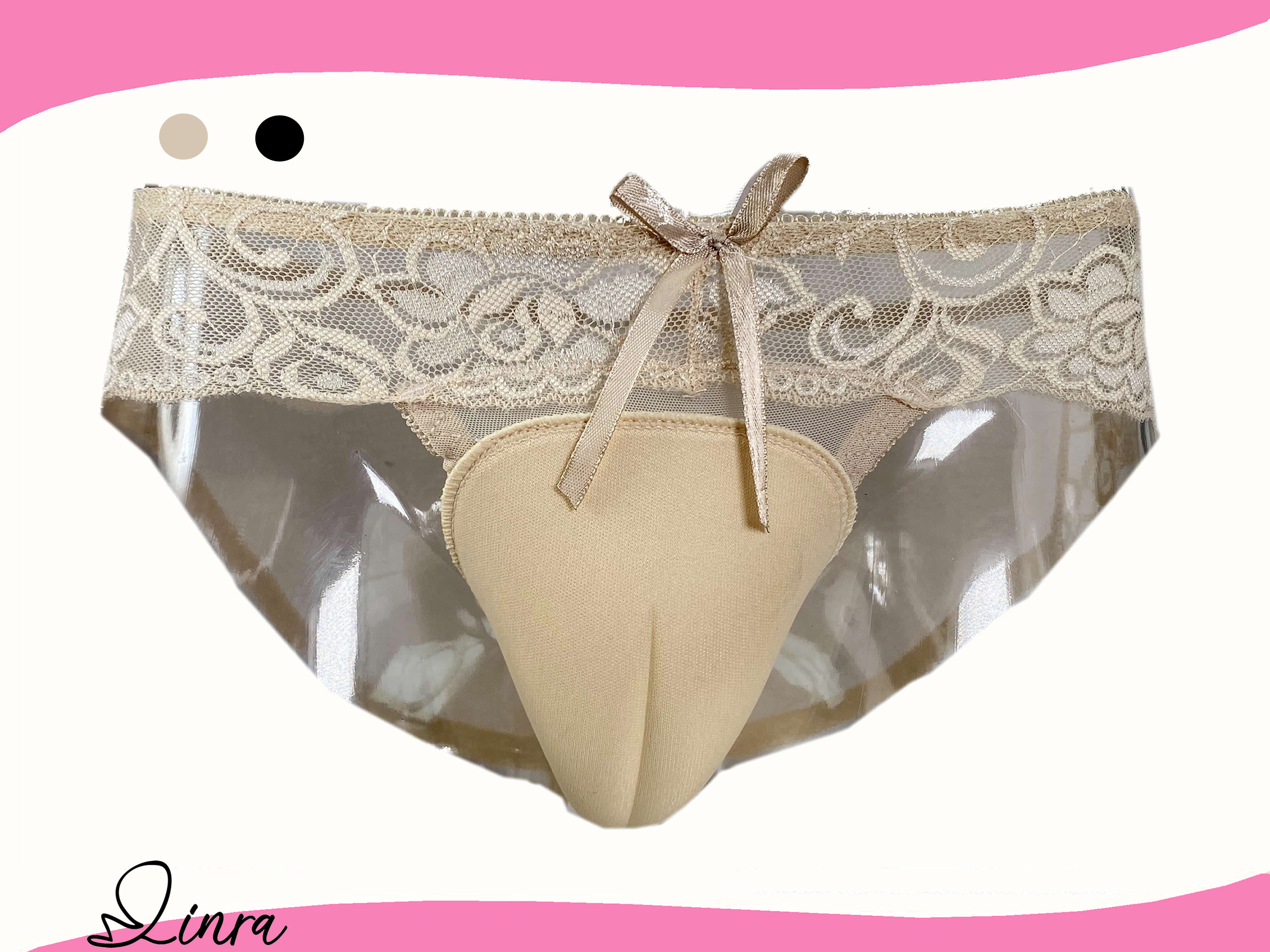 LINRA Hiding Gaff Panty Sexy Soft Lace Underwear Sponge Camel Toe Brief ...