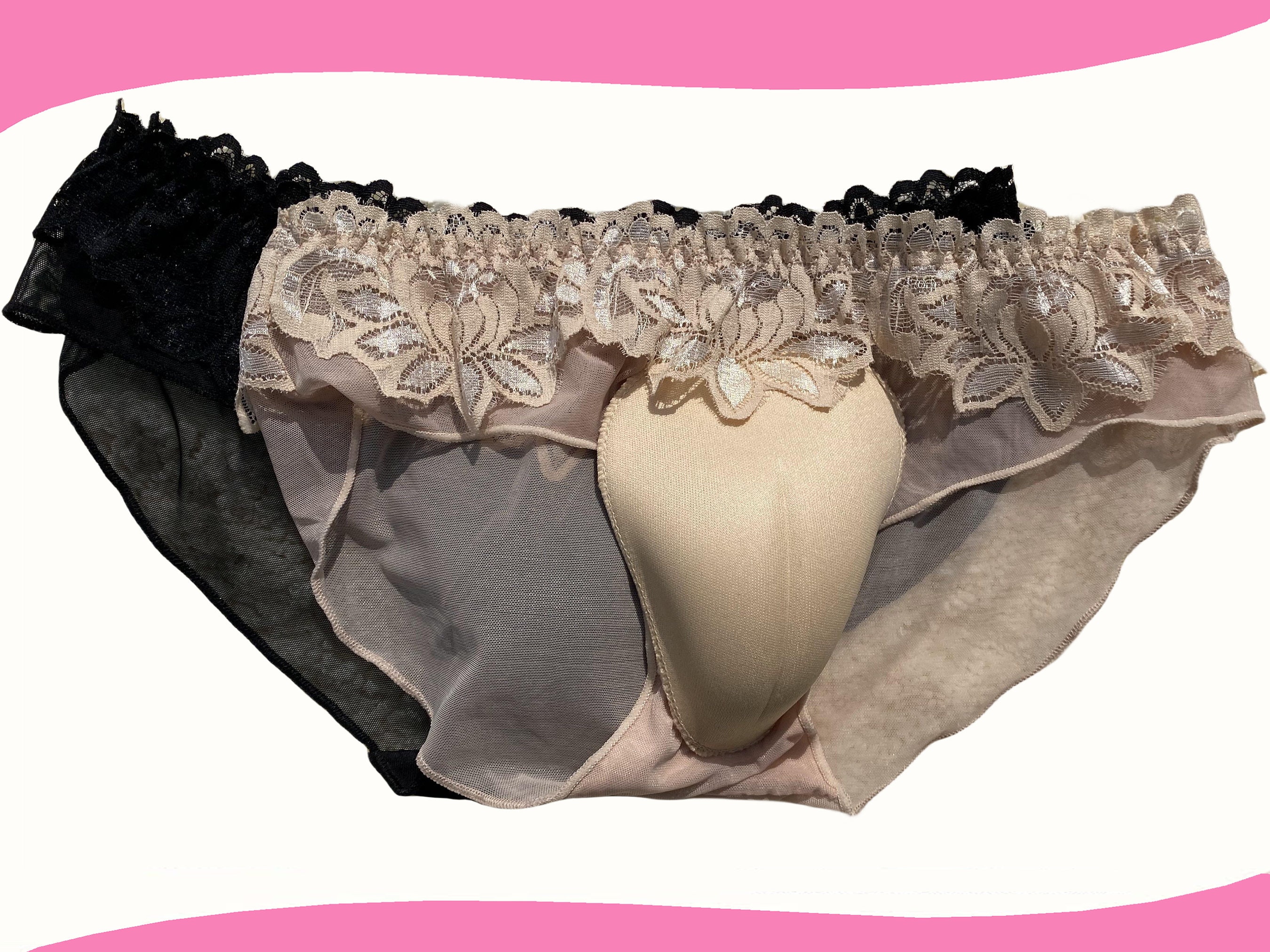 LINRA Hiding Gaff Lace Thongs & Brief Panty See Through Panties Sponge ...