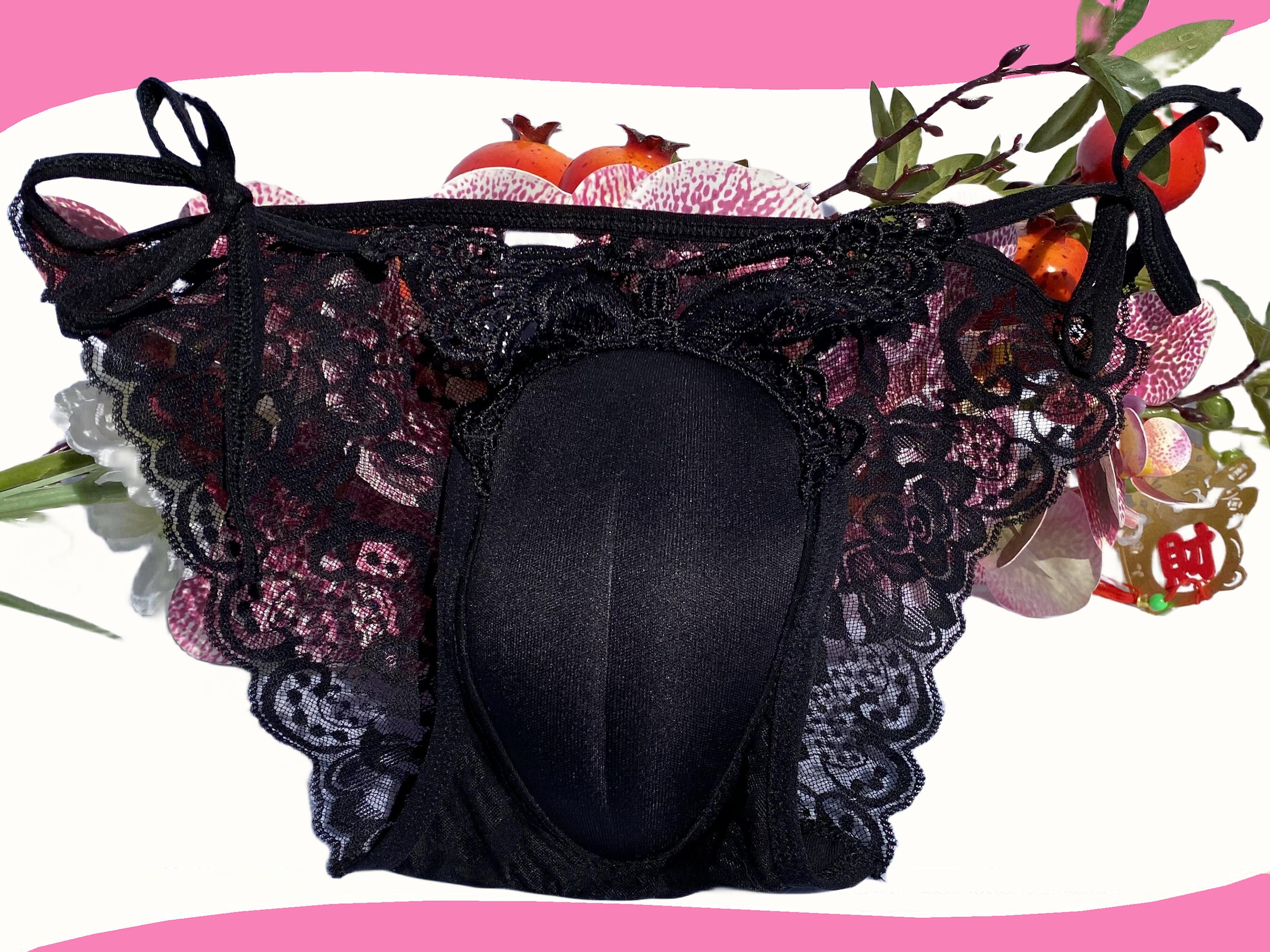 LINRA Hiding Gaff Panty Sexy Side Tie Lace Adjustable Low-rise ...