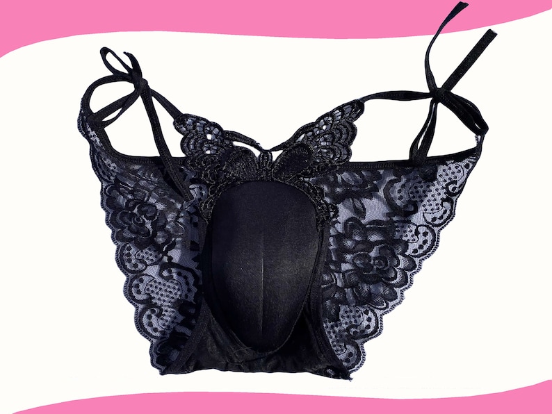 LINRA Hiding Gaff Panty Sexy Side Tie Lace Adjustable Low-rise ...