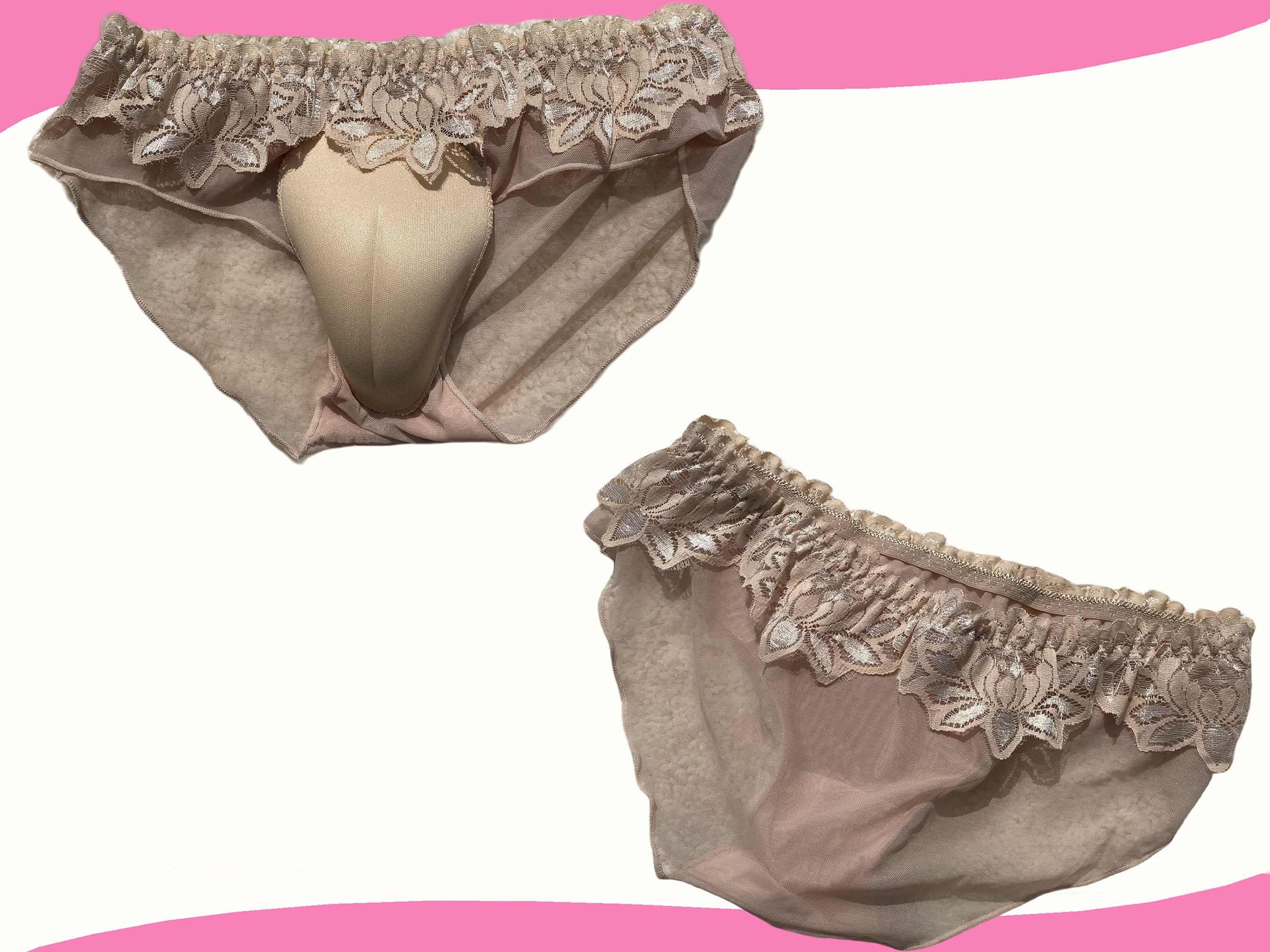LINRA Hiding Gaff Lace Thongs & Brief Panty See Through Panties Sponge ...
