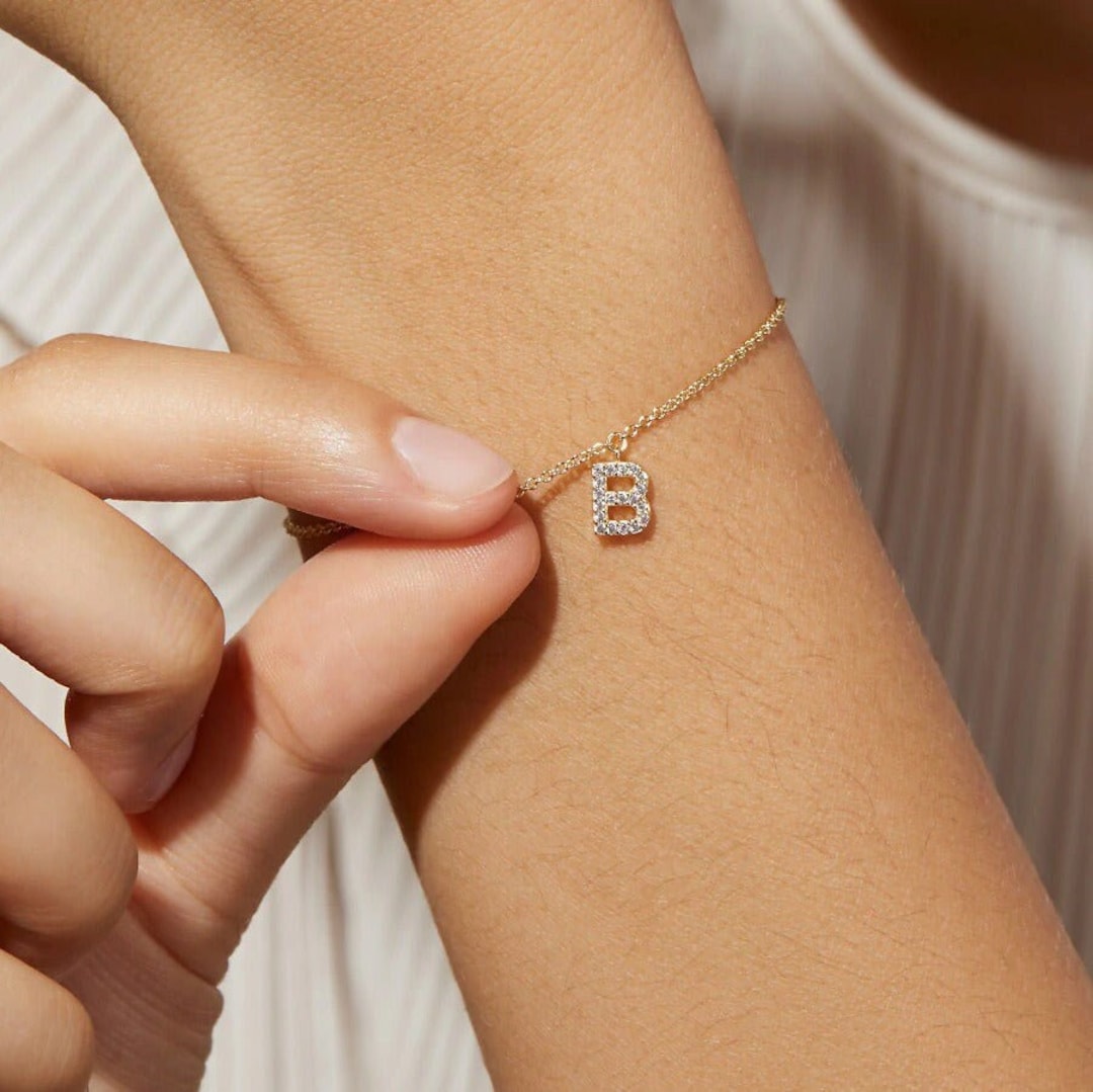 A-Z Custom Initial Bracelet 14K Gold - Etsy