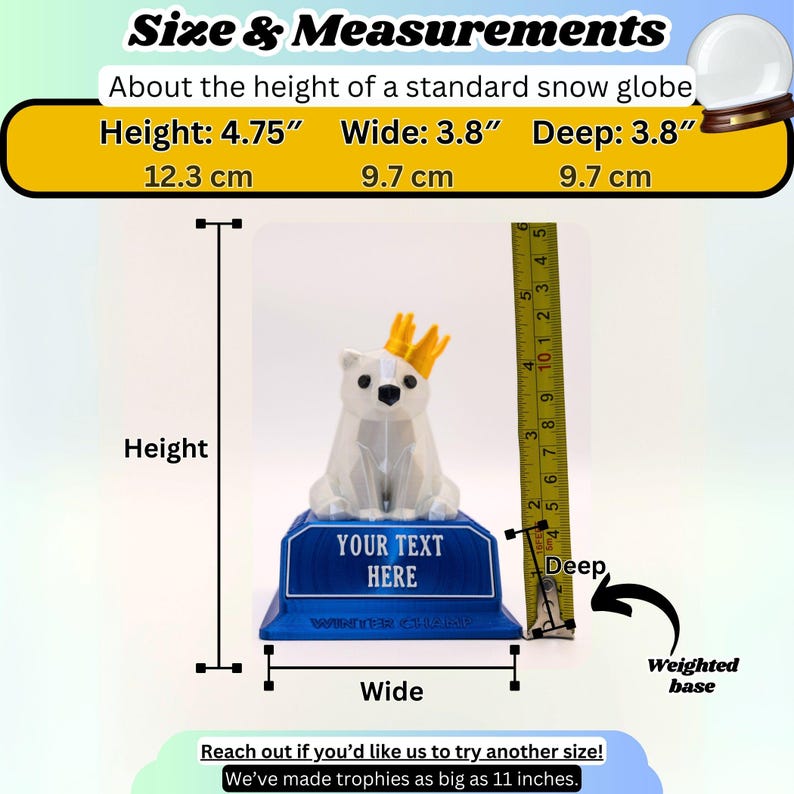 Personalized Winter Champion Trophy: Crowned Polar Bear Award, Custom ...