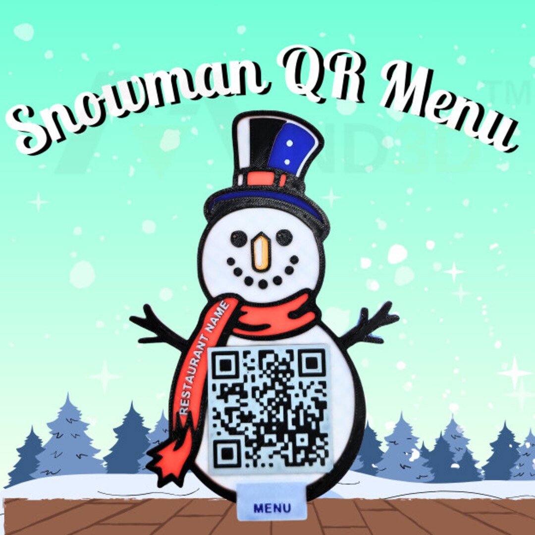 Snowman Christmas QR Menu for Restaurant Bar Hotel and - Etsy