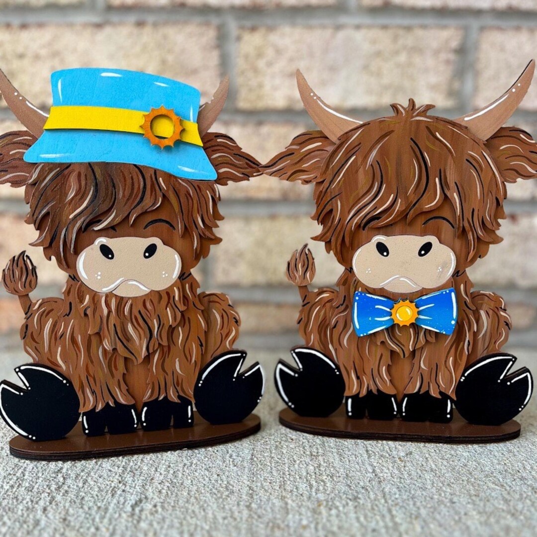Highland Cow Desk Buddy With Interchangeable Hats or Bowties, Cow ...
