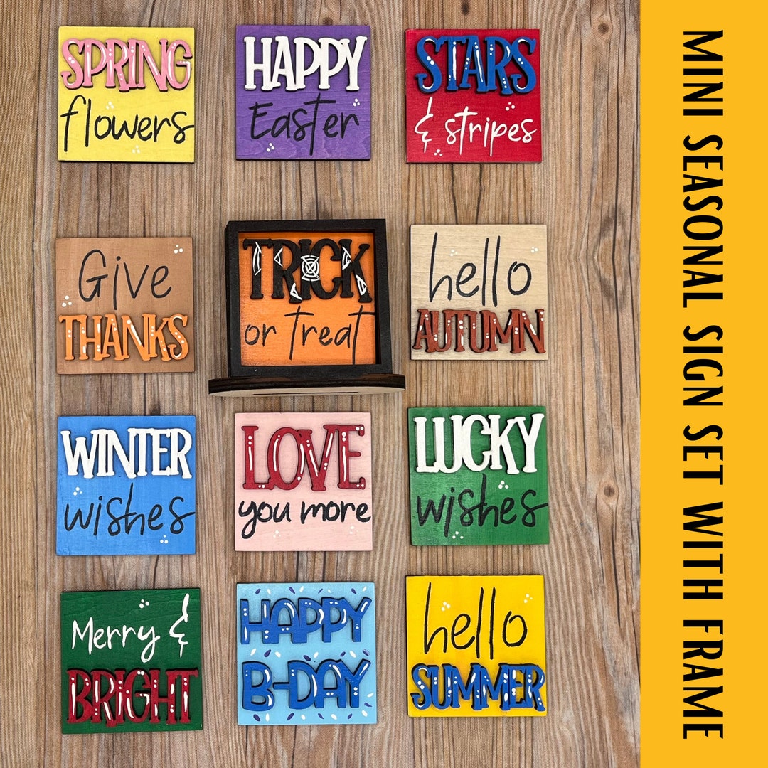 Mini Interchangeable Seasonal Sign Stand Stand Bundle, Signs for ...