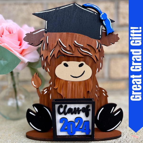 Graduation Highland Cow - Etsy