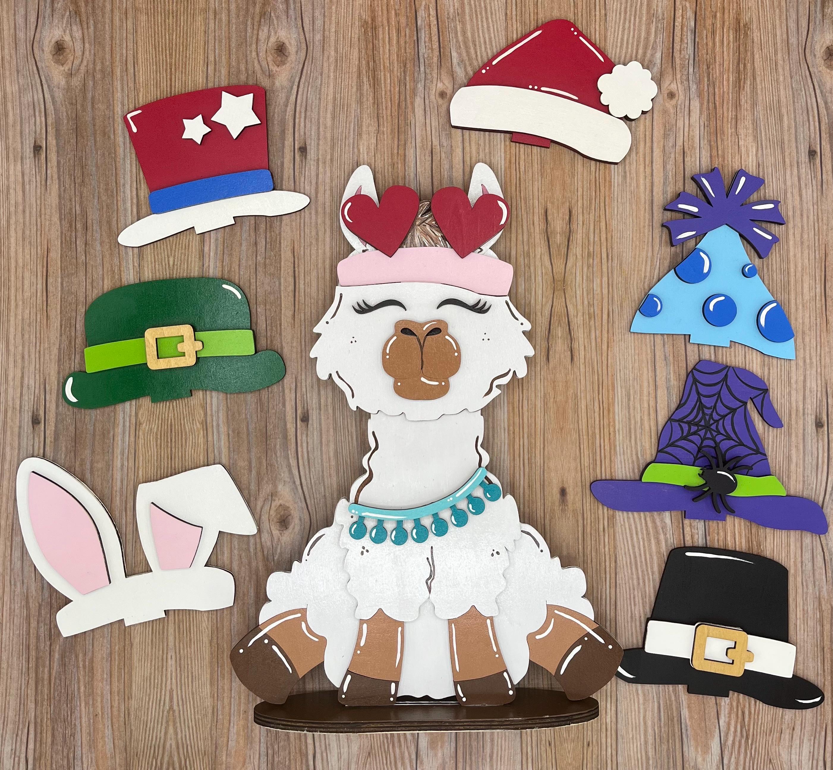 Llama Interchangeable Desk Buddy With Seasonal and Holiday Hats, Llama ...