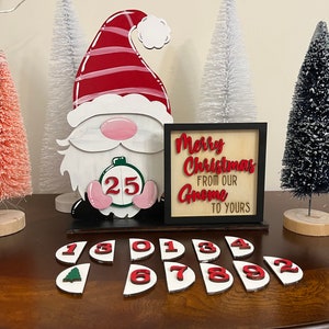 Christmas Gnome, Christmas Countdown, Standing Gnome With Merry ...