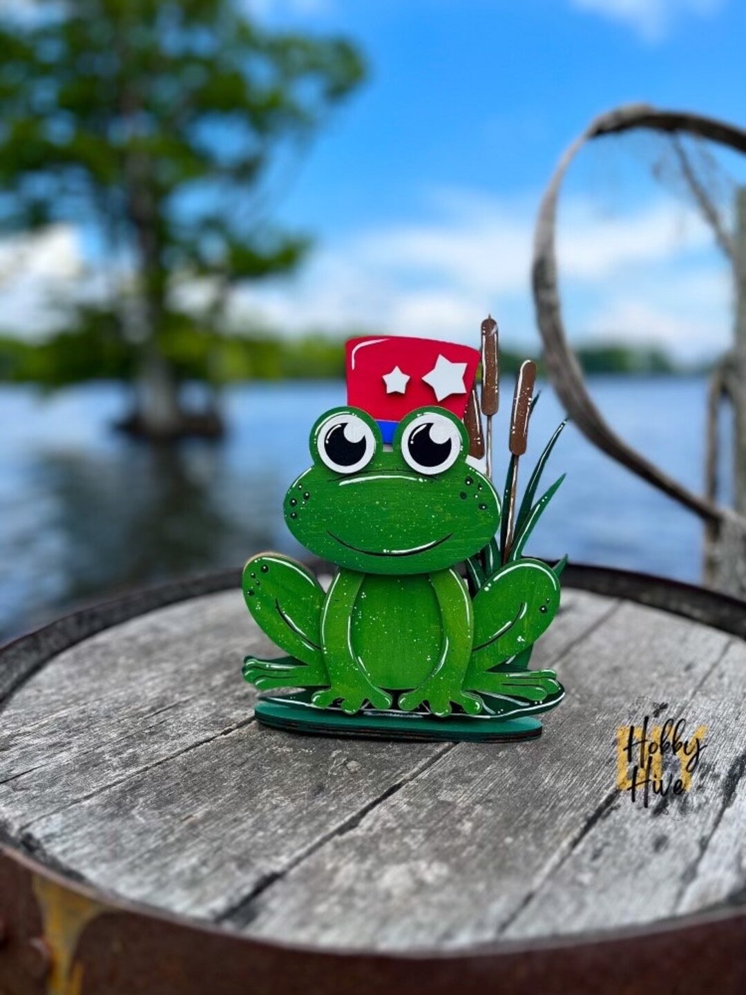 Holiday Frog Shelf Sitter With Swapable Hats, Green Frog, Frog Art ...
