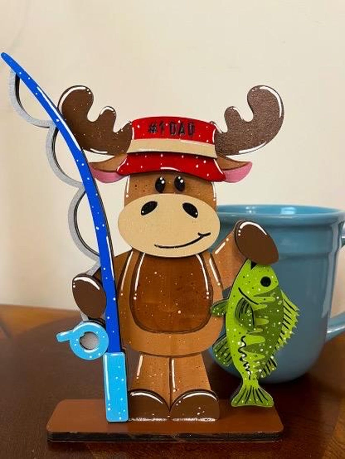 Fathers Day Gift Fishing Moose Desk Buddy, Hooked on Dad, Reel Great ...