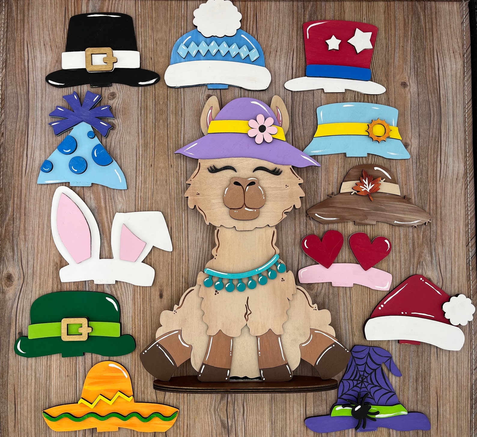 Paint Your Own Llama Interchangeable Sign, 13 Seasonal and Holiday Hats ...