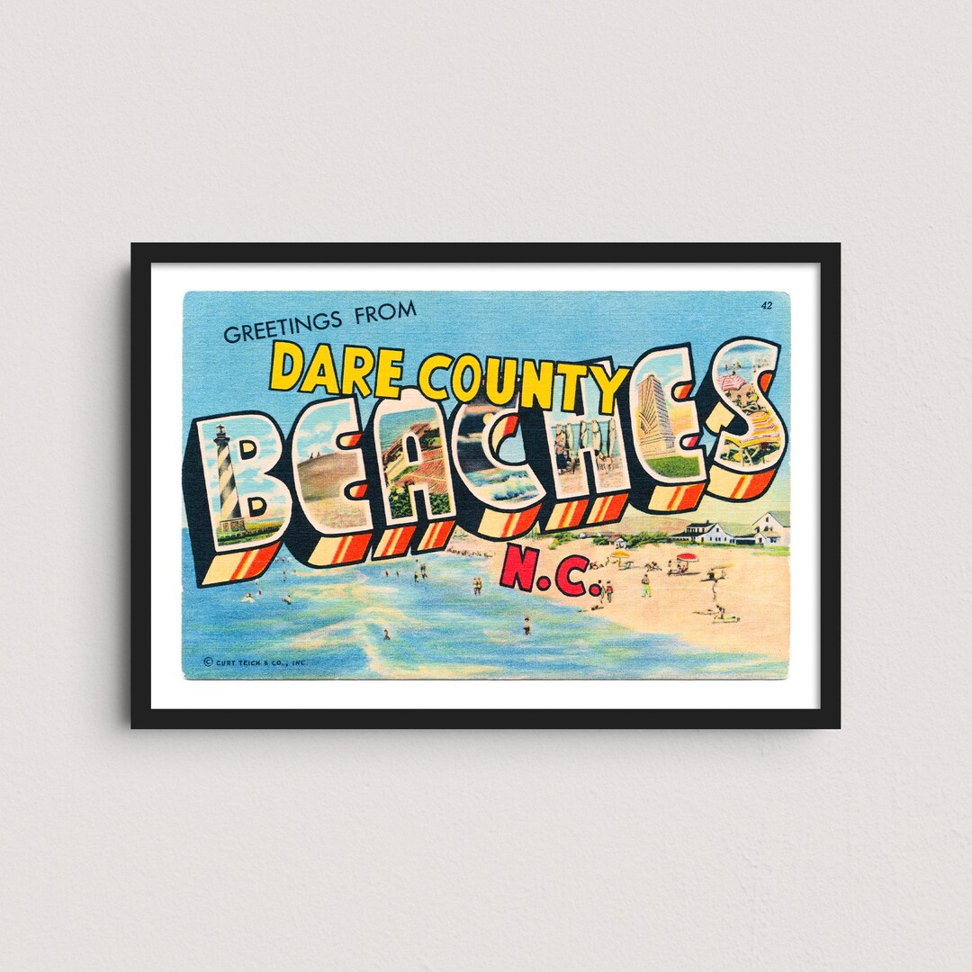 Outer Banks NC 1953 Vintage Postcard Art Print - Etsy