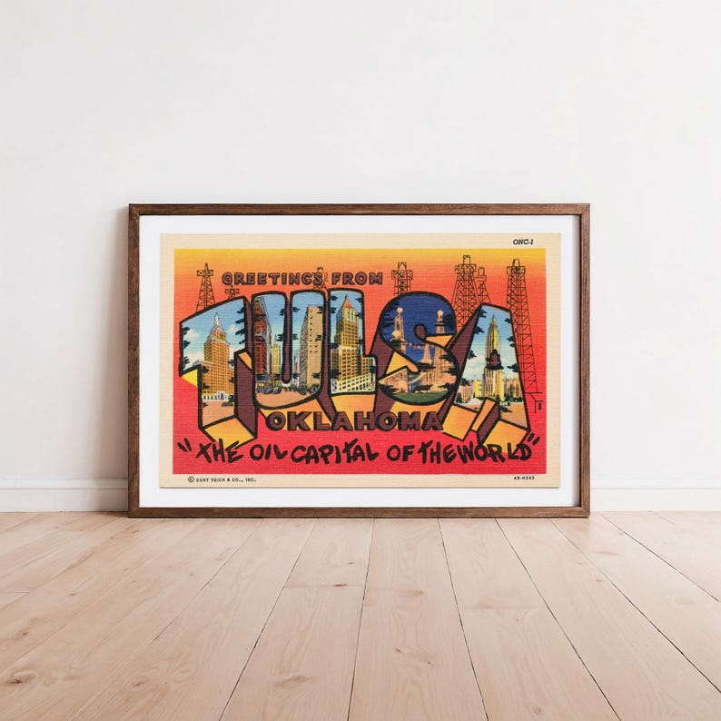 Tulsa Oklahoma 1944 Vintage Postcard Art Print - Etsy
