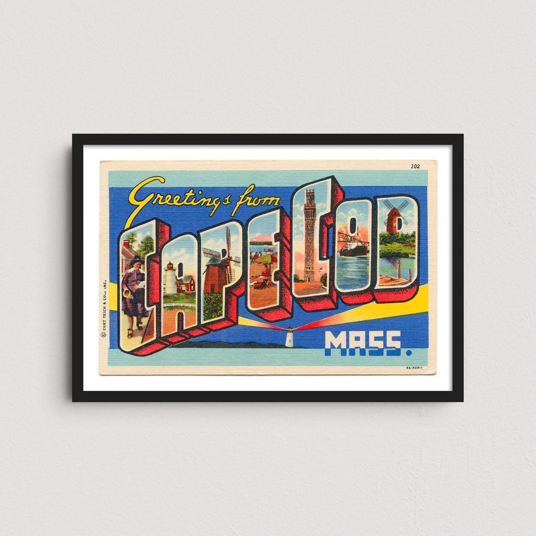 Cape Cod Vintage Postcard Print – Retro Travel Poster, Historic New ...