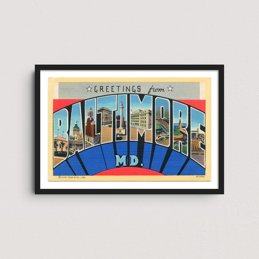 Baltimore MD 1940 Vintage Postcard Art Print - Etsy