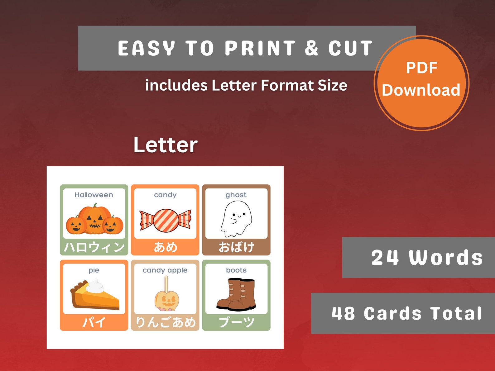 Autumn Flashcards in Japanese - PRINTABLE PDF, Educational Material ...