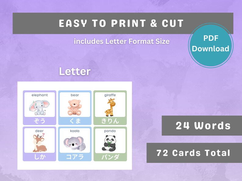 Japanese Animal Flashcards - PRINTABLE PDF, Language Learning, Study ...