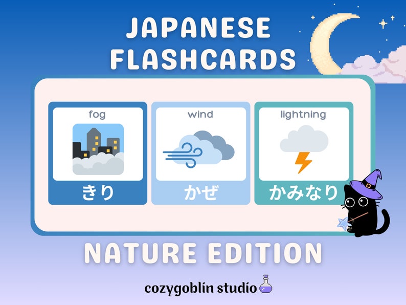 Japanese Nature Flashcards - PRINTABLE PDF, Language Learning, Study ...