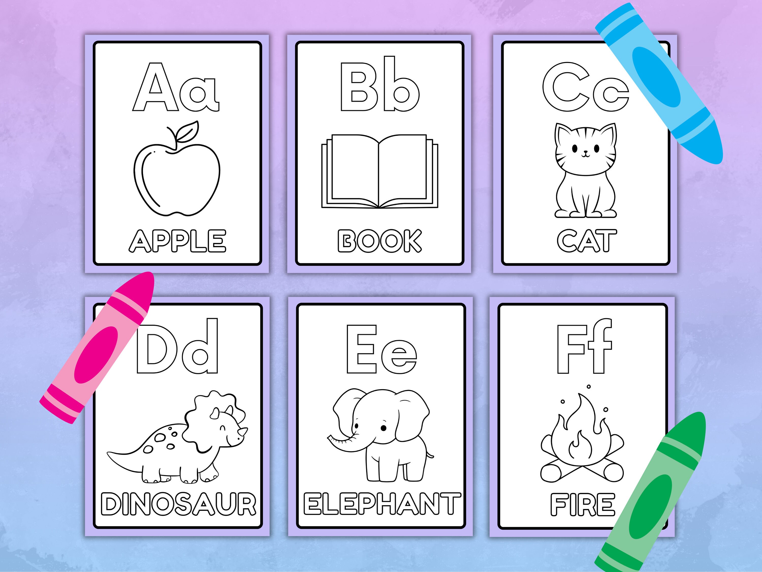 ABC Coloring Pages - PRINTABLE PDF, Baby Alphabet Book, Preschool ...