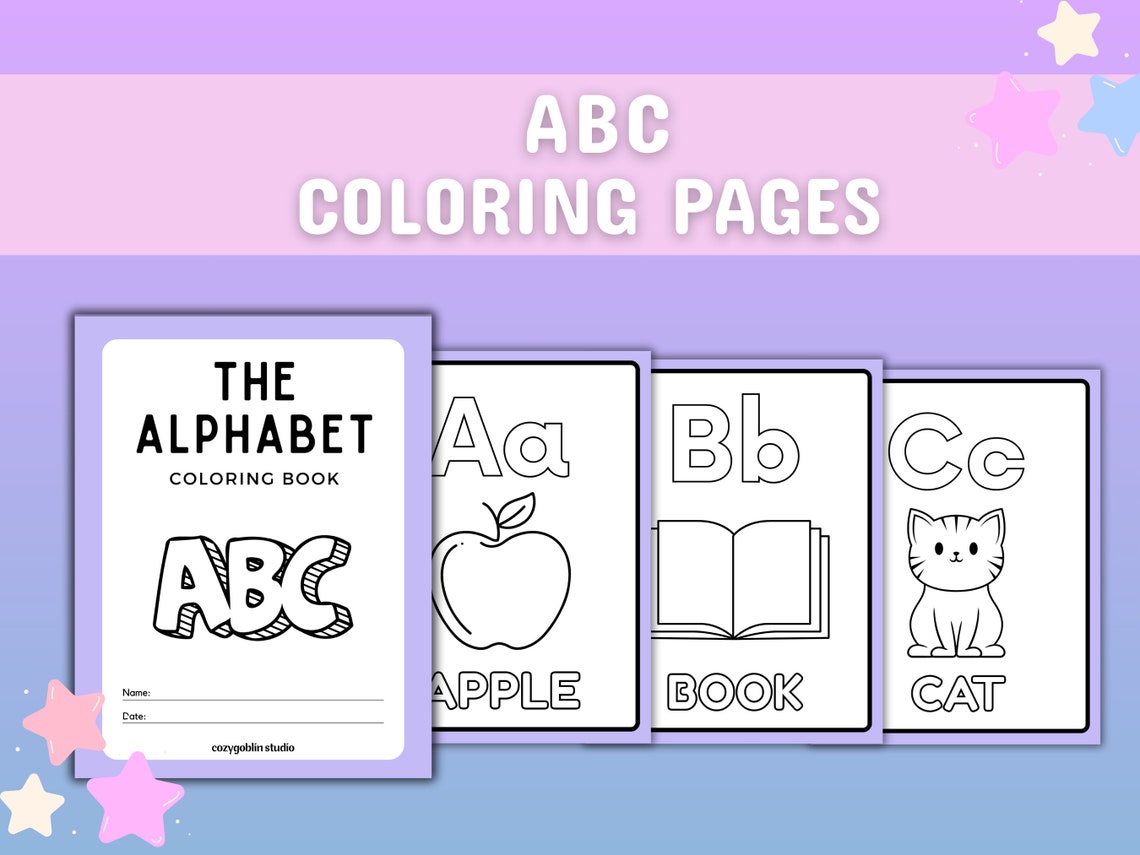 ABC Coloring Pages - PRINTABLE PDF, Baby Alphabet Book, Preschool ...