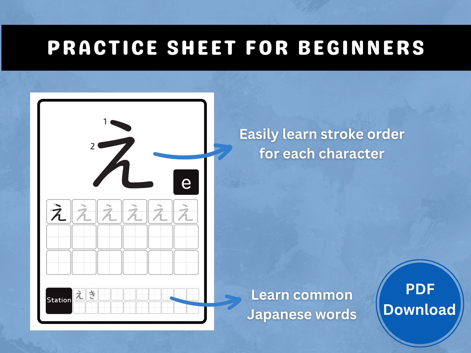 Hiragana Workbook - PRINTABLE PDF, Writing Practice Worksheets ...