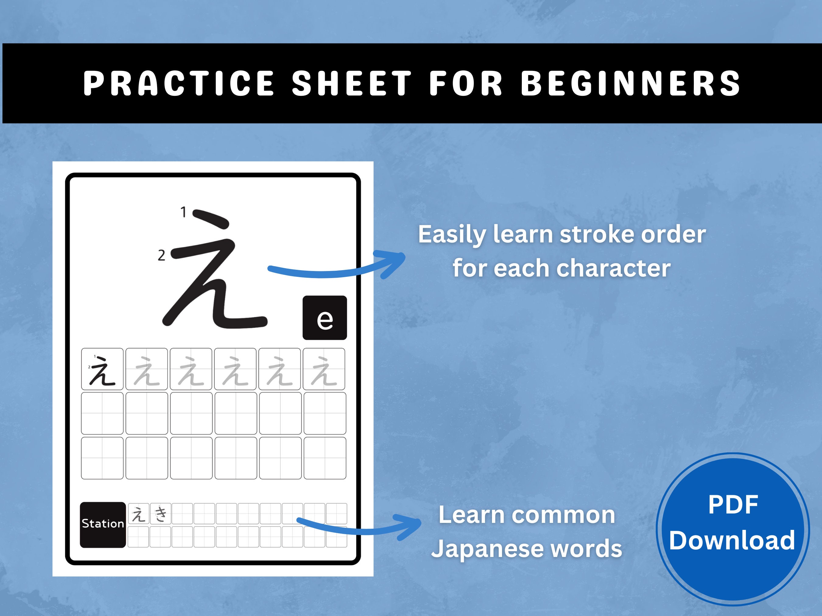 Hiragana Workbook - PRINTABLE PDF, Writing Practice Worksheets ...