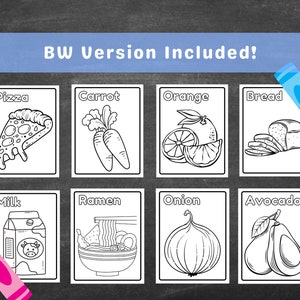 Food Coloring Pages - PRINTABLE PDF, Baby Alphabet Book, Preschool ...