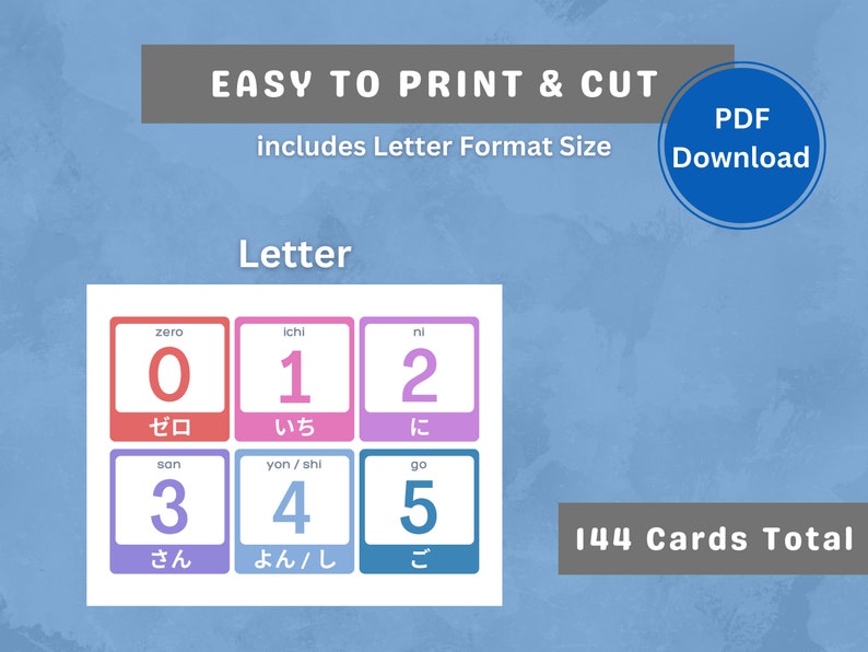 Japanese Numbers Flashcards - PRINTABLE PDF, Language Learning, Study ...