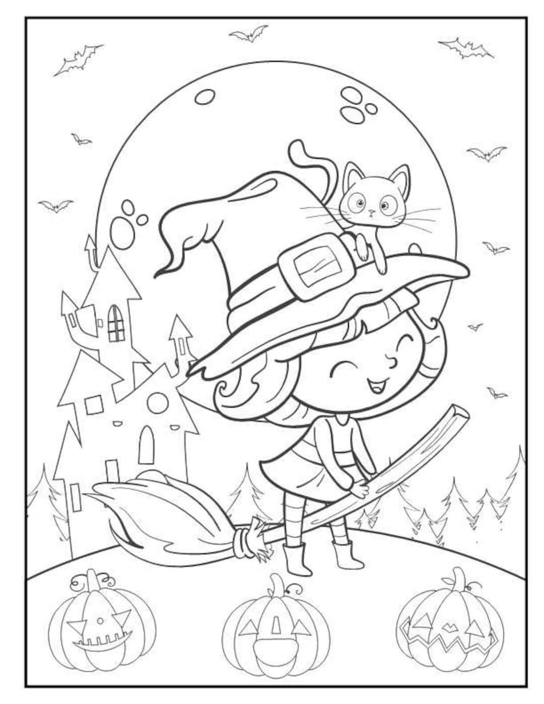 Cute Halloween Coloring Pages - Etsy