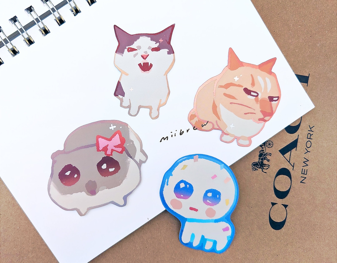 MORE Tiktok Meme Cats 3 Inch Holographic Stickers - Etsy