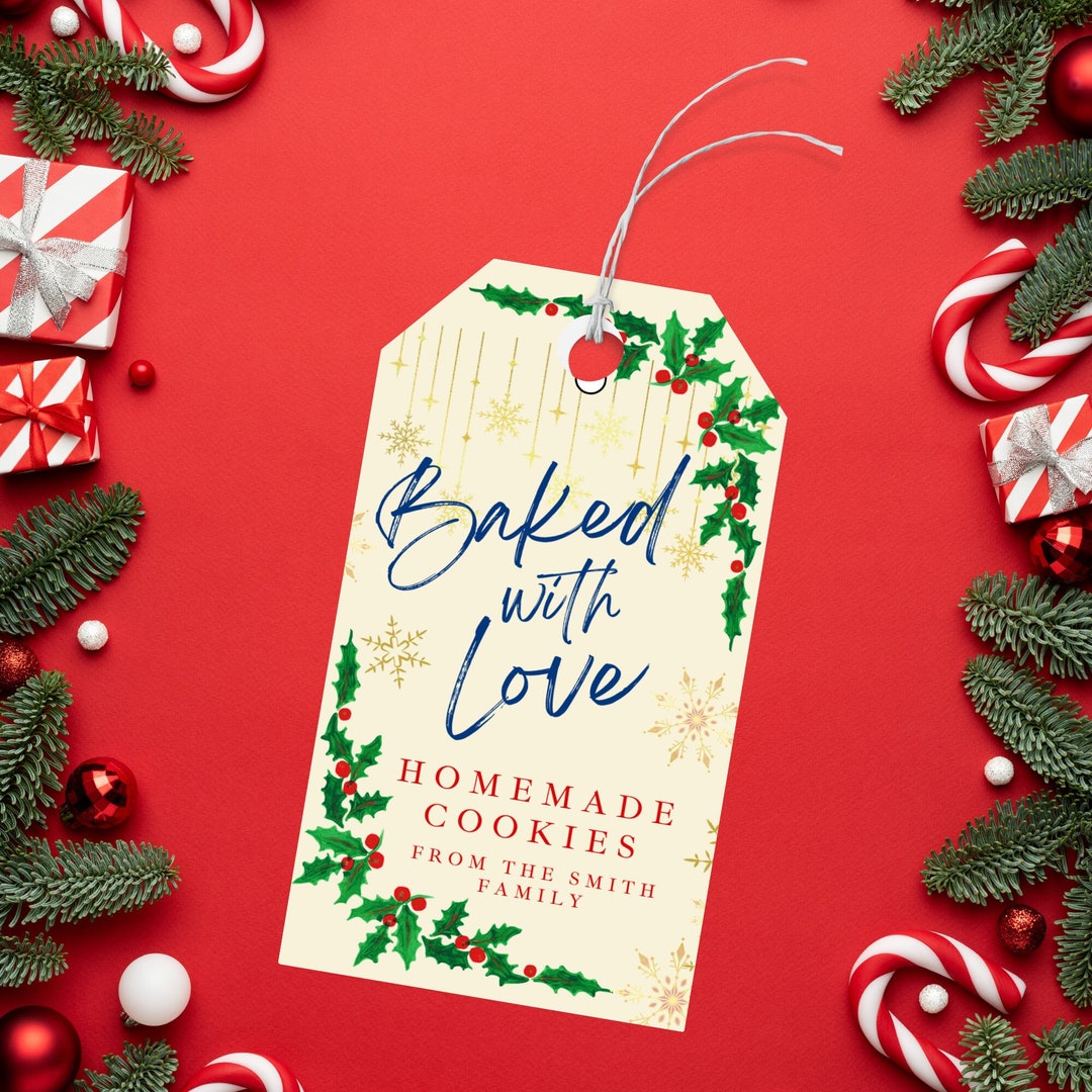 Christmas Cookie Tag Template, Editable Digital Tag, Christmas Gift ...
