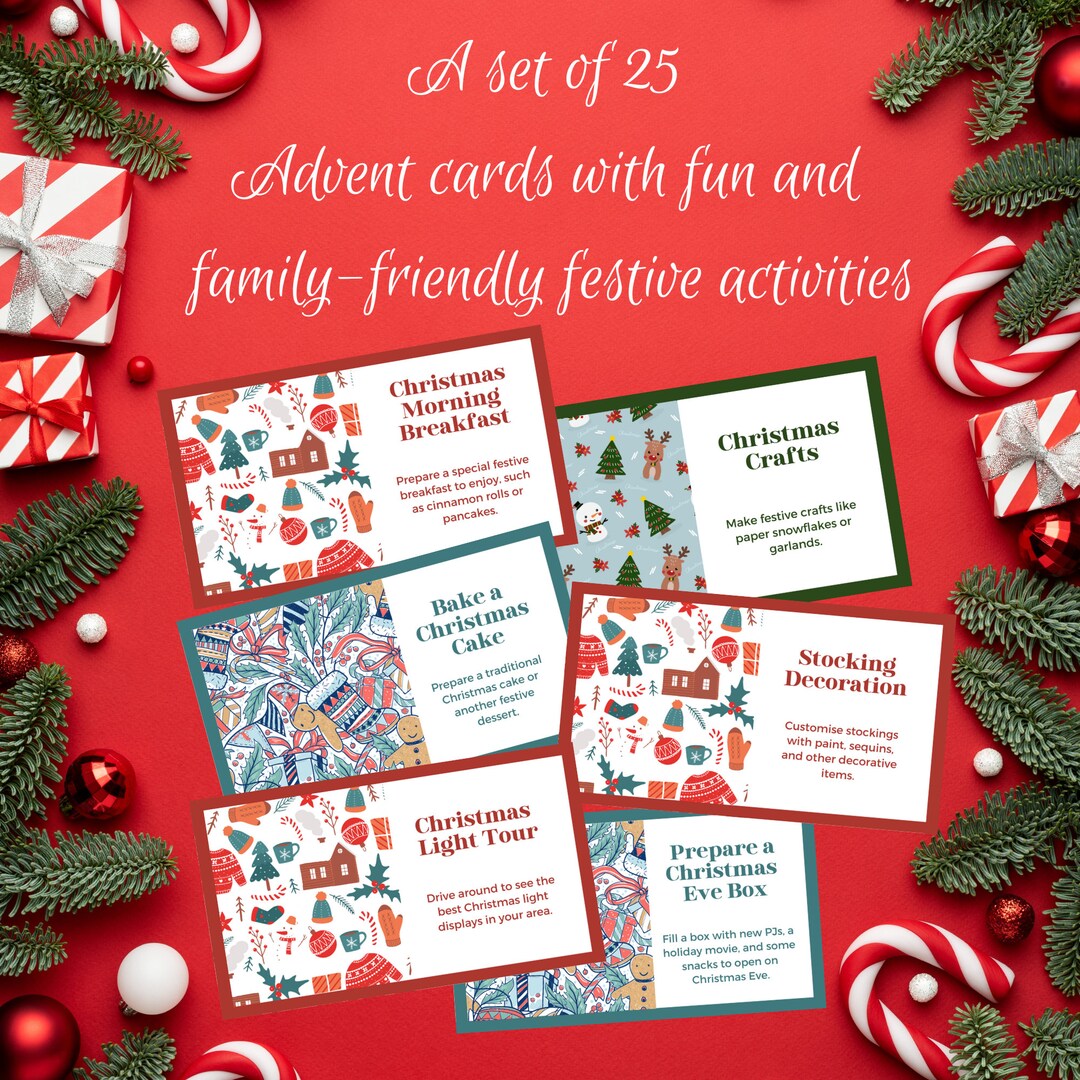 25 PRINTABLE Advent Calendar Activity Cards, Family Christmas ...