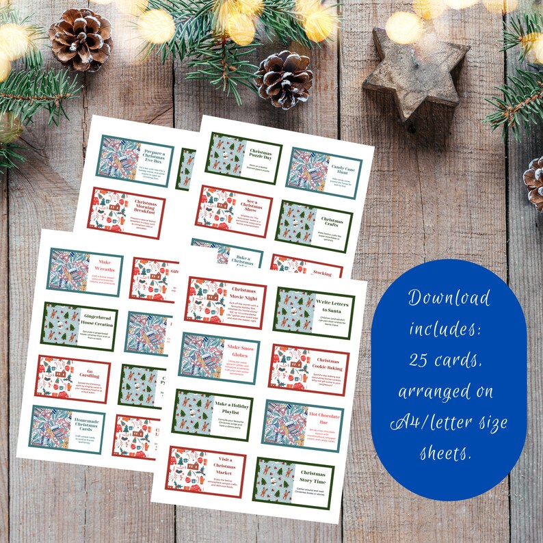25 PRINTABLE Advent Calendar Activity Cards, Family Christmas ...