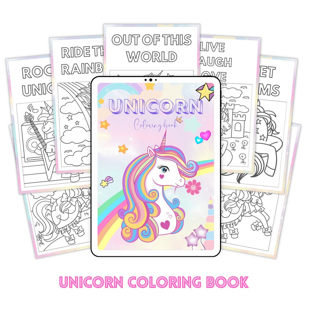 Unicorn Coloring Book Magical Coloring Pages Fantasy-themed Coloring ...