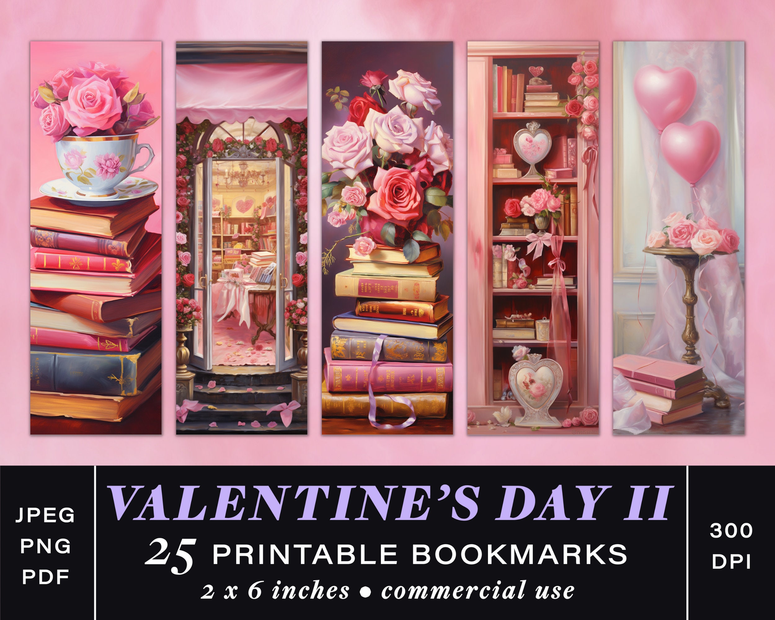 Valentine's Day Printable Bookmarks for Women, Romantic Bookmark ...