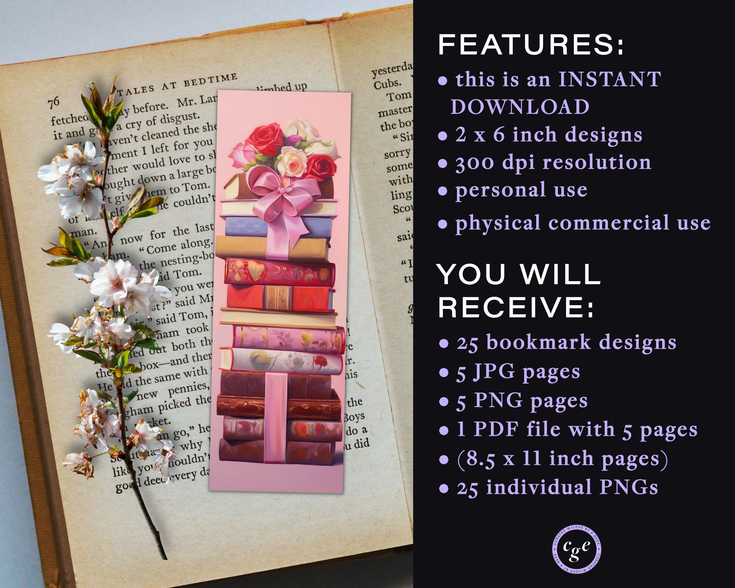 Valentine's Day Printable Bookmarks for Women, Romantic Bookmark ...