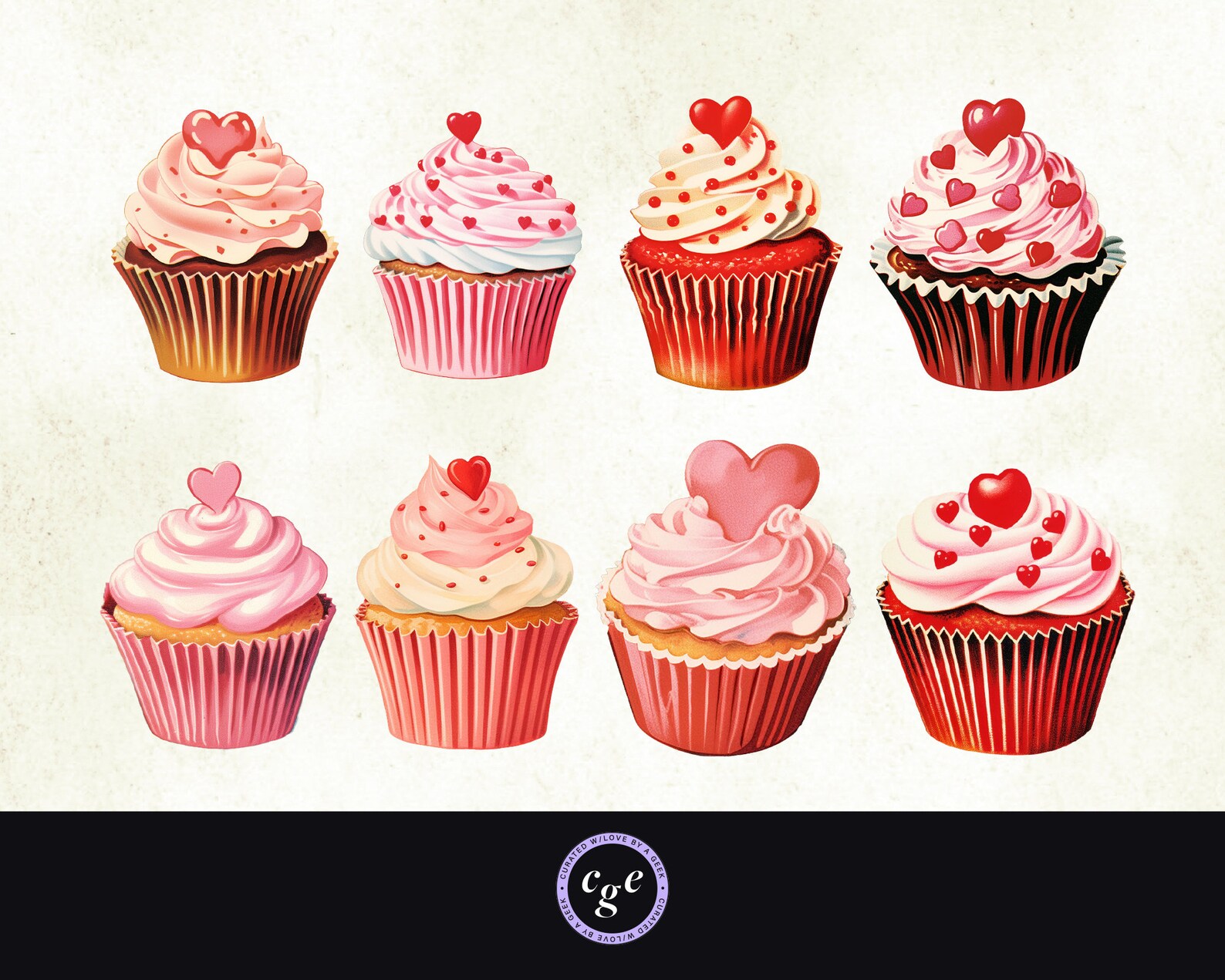 Vintage Valentines Day Cupcake PNG, Valentine Cupcake Clip Art for ...
