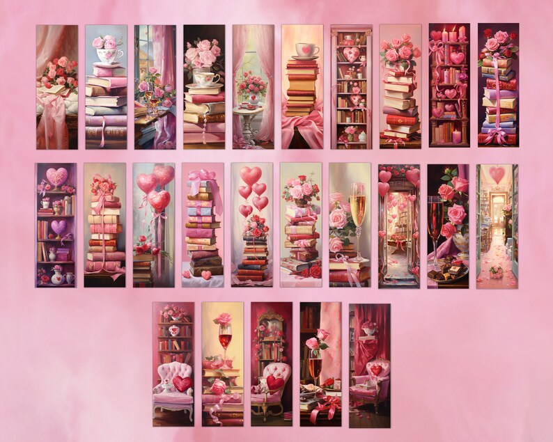 Valentine's Day Printable Bookmarks for Women, Romantic Bookmark ...