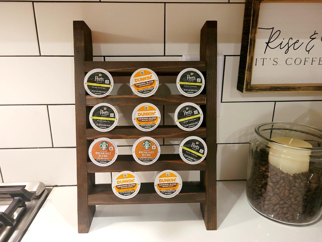 Farmhouse Style Wooden K-cup Ladder | Rustic Coffee Pod Holder | Holds ...