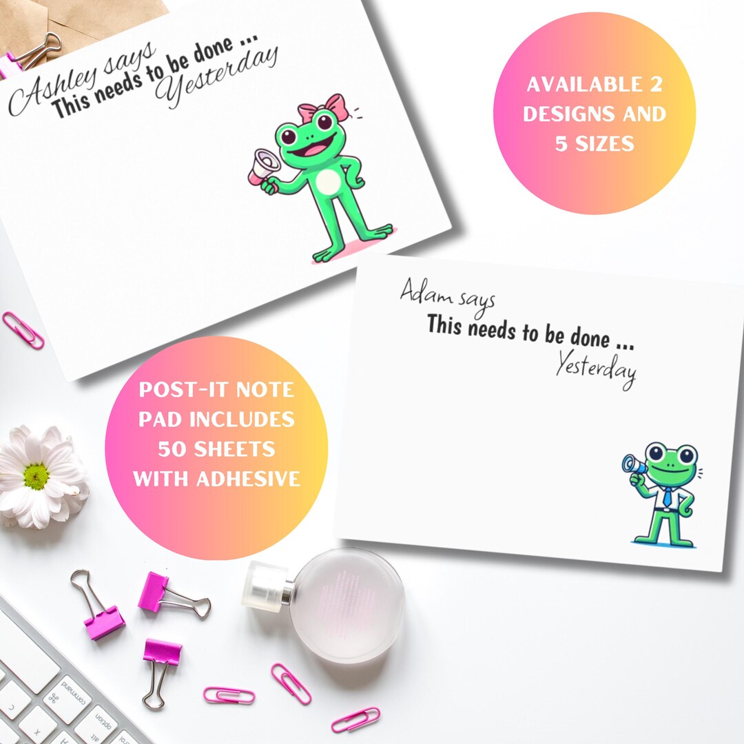 Personalized Post-it Note Pads | Custom Notepad With Frog Design | Fun ...