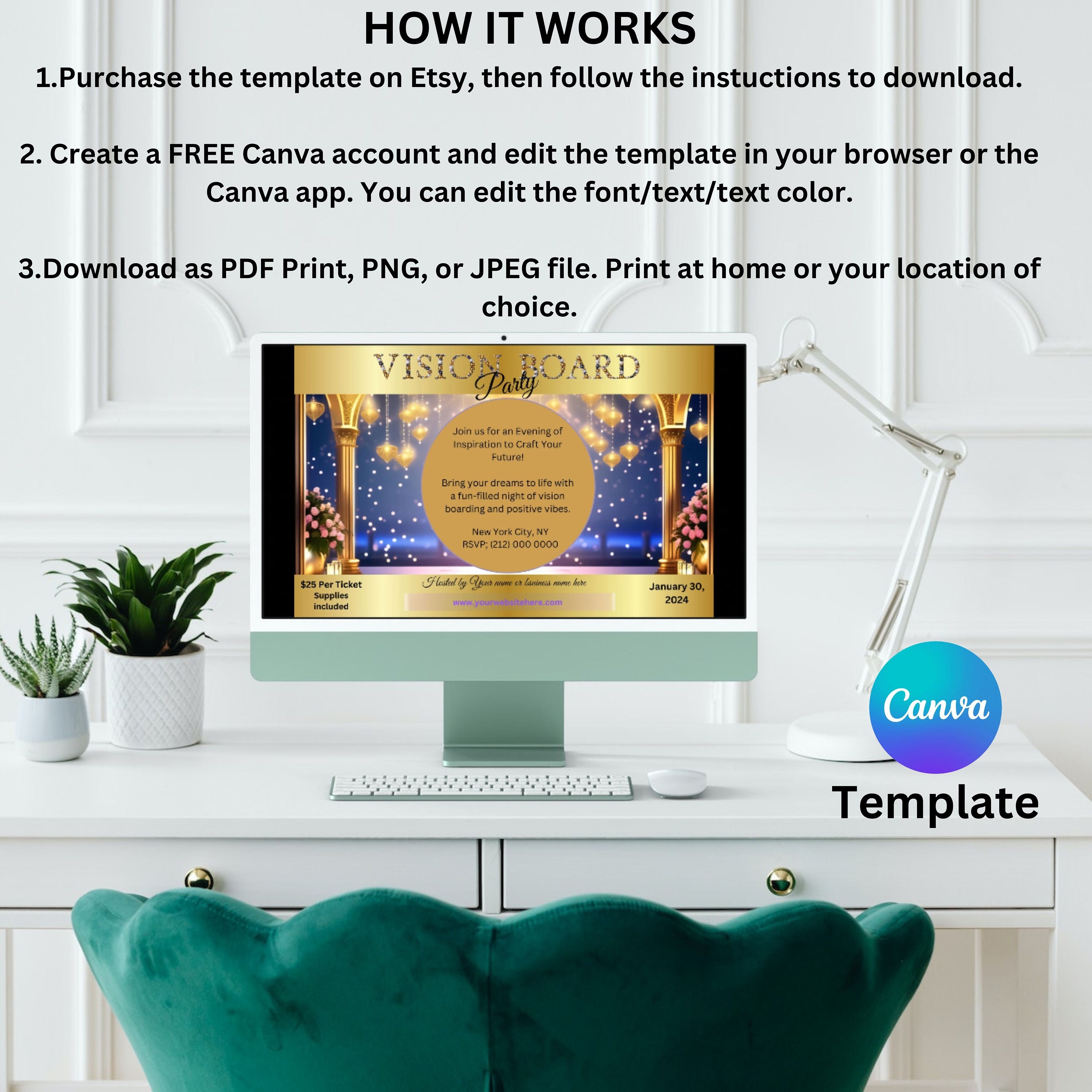 Vision Board Party Flyer, Vision Board Flyer, Vision Event Flyer, Party ...