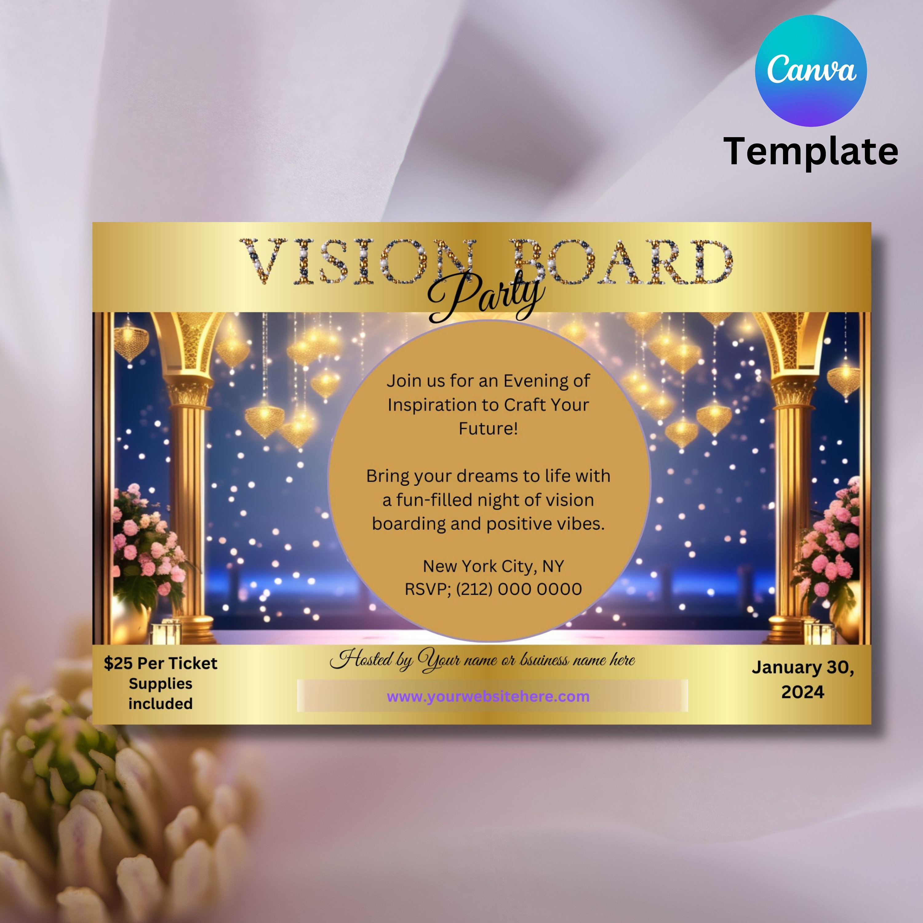 Vision Board Party Flyer, Vision Board Flyer, Vision Event Flyer, Party ...